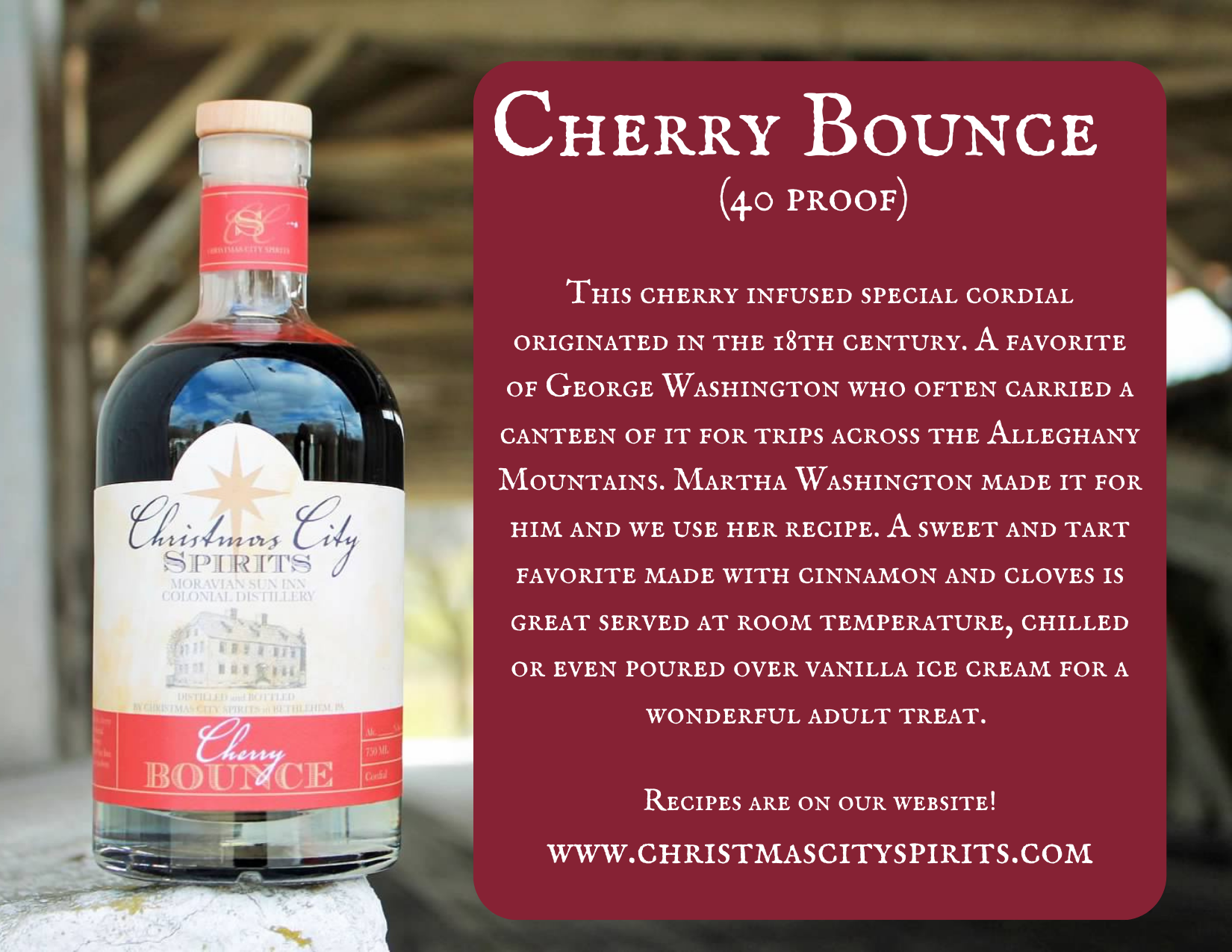 Cherry Bounce "America's Christmas Cordial" | Christmas city spirits